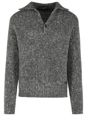 Dolce & Gabbana Grey Virgin Wool Blend Polo Shirt - Gray