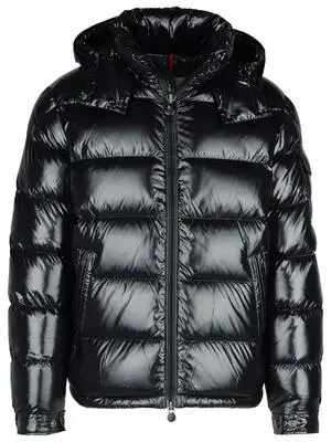 Moncler Maya Shiny Nylon Down Jacket - Black