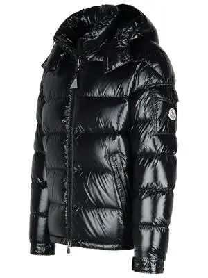 Moncler Maya Shiny Nylon Down Jacket - Black