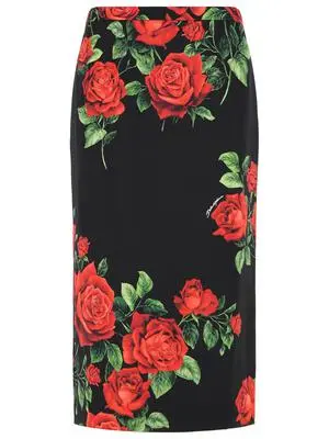 Dolce & Gabbana Rose' Silk Skirt - Black
