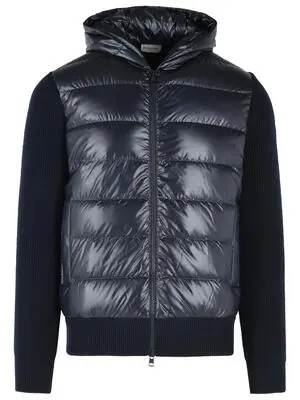 Moncler Tricot' Virgin Wool Cardigan - Blue