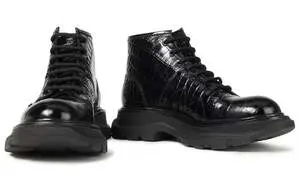 Alexander McQueen Crocodile Effect Hybrid Boots