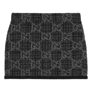 Gucci Tonal Gg Tweed Skirt - Dark Grey