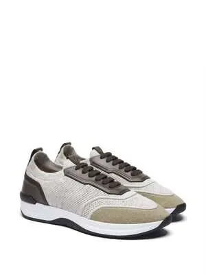 Brioni Cotton And Linen Blend Lace-up Sneakers - Multicolor