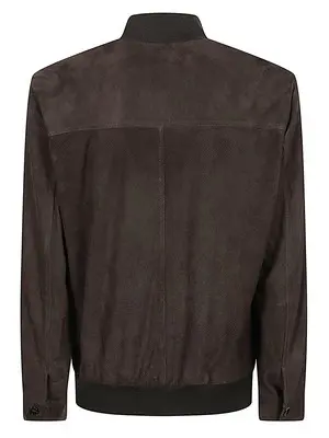 Brioni Suede Leather Jacket With Horn Buttons - Multicolor