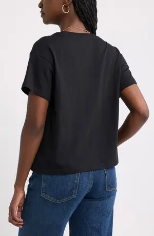 Treasure & Bond Essential Cotton T-shirt With Dropped Shoulders - Black