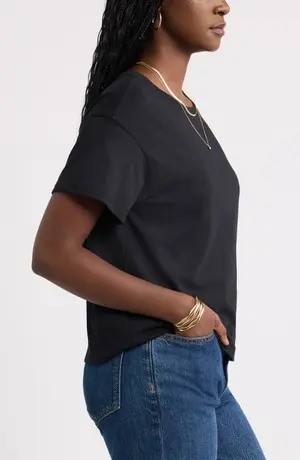 Treasure & Bond Essential Cotton T-shirt With Dropped Shoulders - Black