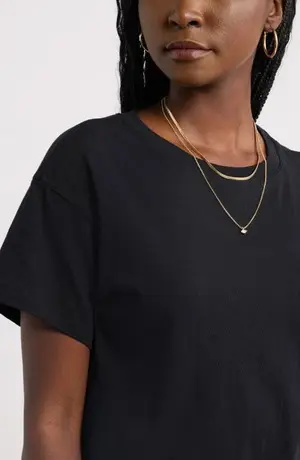 Treasure & Bond Essential Cotton T-shirt With Dropped Shoulders - Black