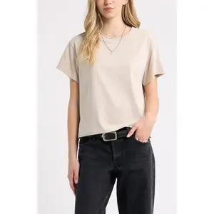 Treasure & Bond Essential Cotton T-shirt With Dropped Shoulders - Grey Chateau