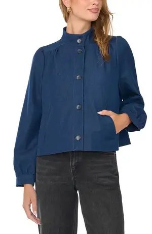 Vince Camuto Funnel Neck Gathered Shoulder Jacket
