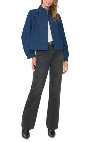 Vince Camuto Funnel Neck Gathered Shoulder Jacket