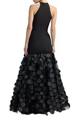 Mac Duggal Halter Neck Rosette Ball Gown