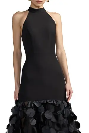 Mac Duggal Halter Neck Rosette Ball Gown