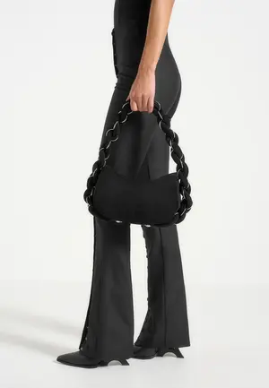 Manière De Voir Summe Structured Suede Bag - Black