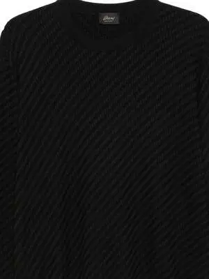 Brioni Black Chevron Knit Crew Neck Long Sleeve Sweater