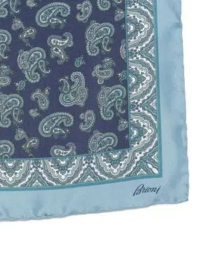 Brioni Printed Silk Pocket Square