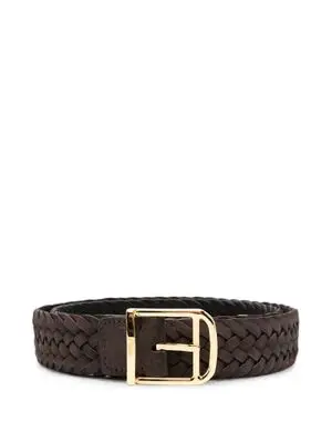 Brioni Braided Suede Leather Belt With Gold-tone Buckle - Multicolor