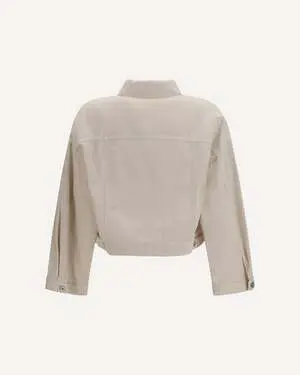 Brunello Cucinelli Cotton And Linen Jacket With Monili Embellishment - White
