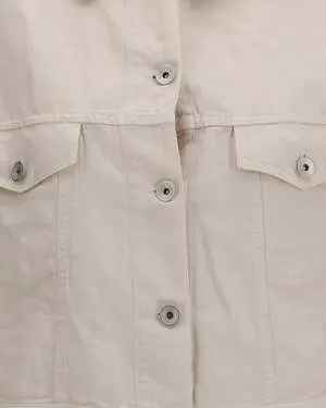 Brunello Cucinelli Cotton And Linen Jacket With Monili Embellishment - White