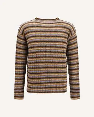 Prada Wool Crewneck Sweater With Multicoloured Stripes