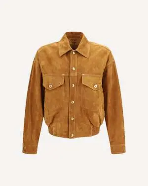 Versace Leather Button Jacket - Brown