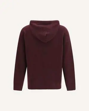 LANEUS Cashmere And Silk Hooded Sweater - Bordeaux