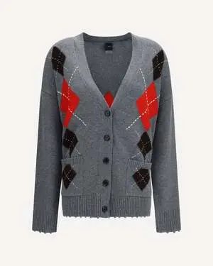 Pinko Bristol Wool And Cashmere Diamond Cardigan - Grey