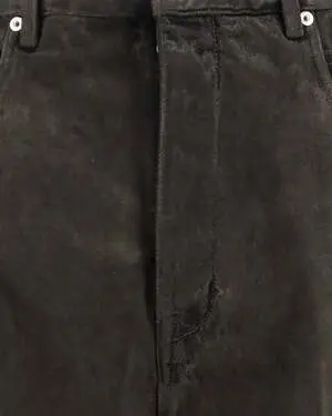 Rick Owens Flared Frayed Hem Cotton Jeans