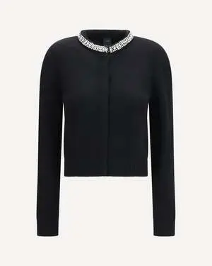 Pinko Colonia Cardigan With Jewel Collar - Black