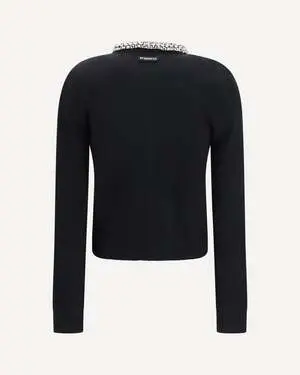 Pinko Colonia Cardigan With Jewel Collar - Black