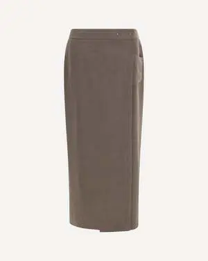 Giorgio Armani Silk And Wool Wrap Long Skirt With Patch Pocket