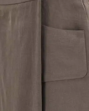 Giorgio Armani Silk And Wool Wrap Long Skirt With Patch Pocket