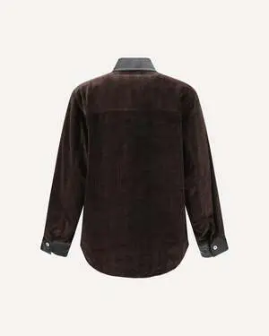 Bottega Veneta Corduroy Jacket With Leather Collar