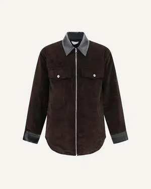 Bottega Veneta Corduroy Jacket With Leather Collar