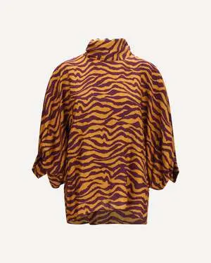 KRISTINA TI Viscose And Silk Blouse With High Collar