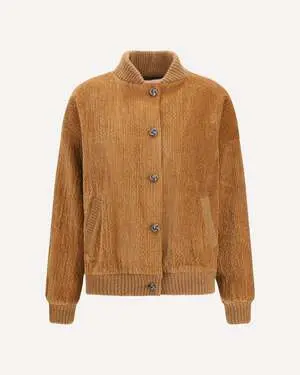 KRISTINA TI Corduroy Cropped Jacket With Embellished Buttons