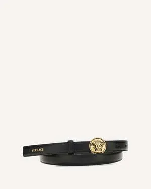 Versace Logo Leather Belt - Black