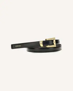 Versace Glossy Leather Logo Print Belt