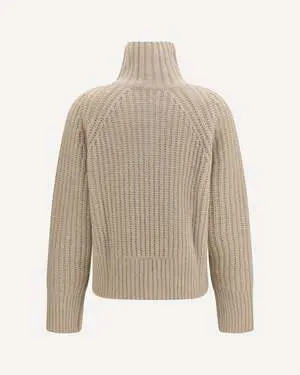 ALLUDE Ribbed Troyer Sweater With Zip Feale