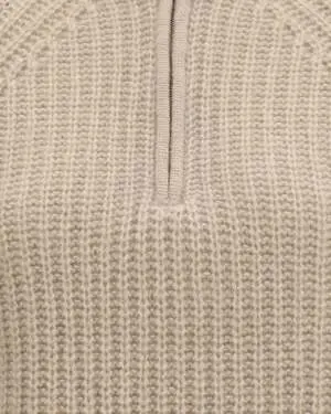 ALLUDE Ribbed Troyer Sweater With Zip Feale