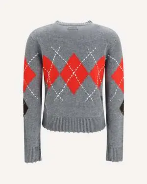Pinko Cardiff Diamond Wool And Cahmere Crewneck Cardigan