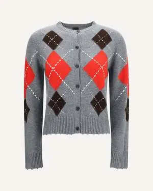 Pinko Cardiff Diamond Wool And Cahmere Crewneck Cardigan