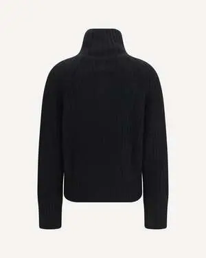 ALLUDE Ribbed Troyer Weater With Zip
