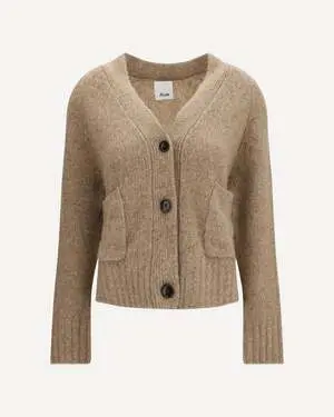 ALLUDE Cashmere V-neck Cardigan With Patch Pockets - Beige