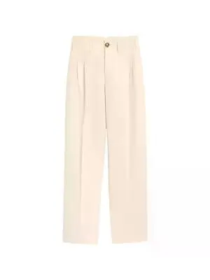 AMI Paris Cotton And Linen Two Pleats Trousers - Neutrals