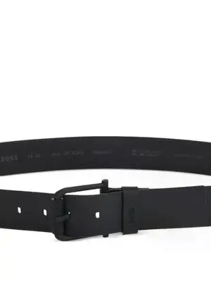 BOSS Logo-emed Leather Belt - Black