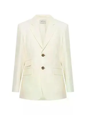AMI Paris White Single Breasted Boxy Cotton And Linen Blazer - Neutrals