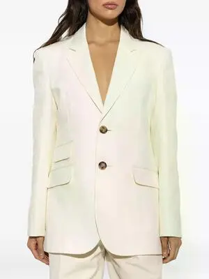 AMI Paris White Single Breasted Boxy Cotton And Linen Blazer