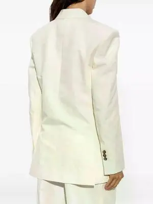 AMI Paris White Single Breasted Boxy Cotton And Linen Blazer