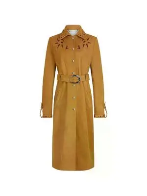 Rabanne Suede Trench Coat - Brown